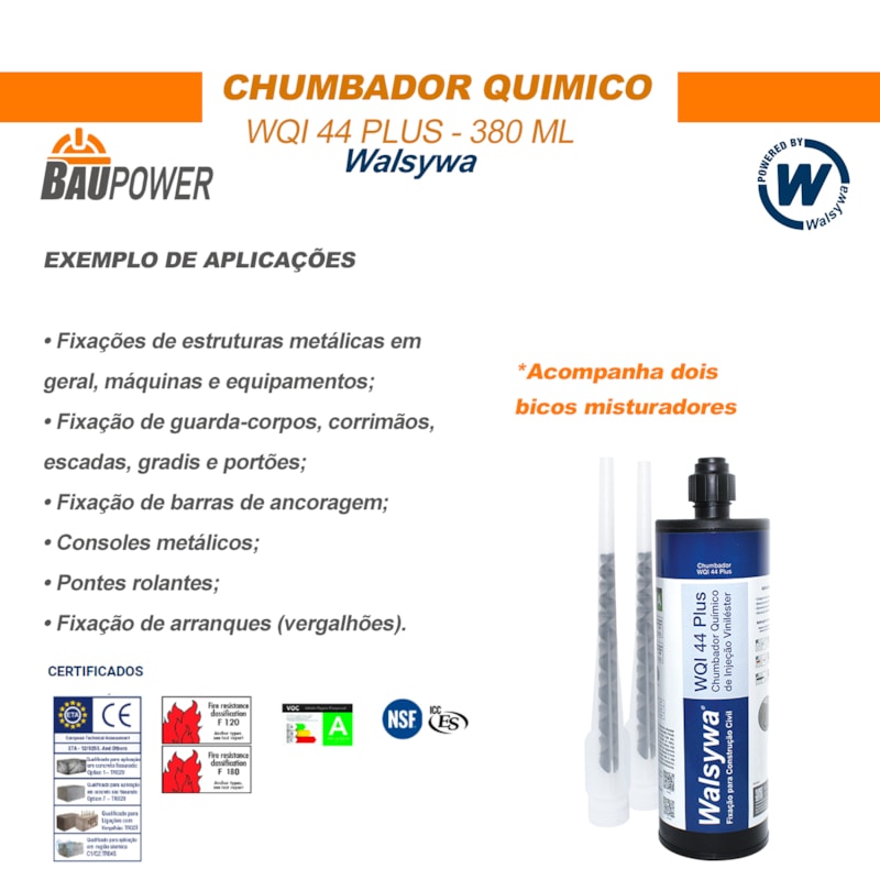 CHUMBADOR QUÍMICO WQI 44 PLUS 380 ML COM 1 PC - Baupower